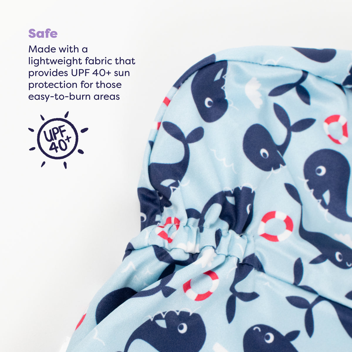 UPF 40+ Reversible Swim Hat for Babies and Toddlers in Blue Whale ...